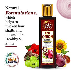 Red Onion Hair Growth Oil - Anti Hair Fall Enriched with 29+ Natural Herbs, Extracts & Oils Including Argan, Jojoba, Rosemary & Black Seed - 200ml