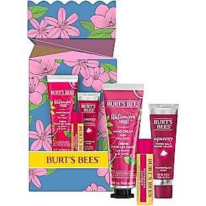 Burt's Bees Mothers Day Gifts for Mom, 3 Self Care Products, You're One in a Melon - Watermelon & Mint Hand Cream, Watermelon Lip Balm & Watermelon Rush Squeezy Tinted Lip Balm (Packaging May Vary)