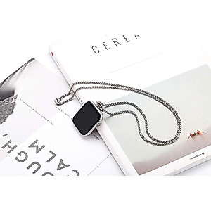 HiPai Necklace Adapter Pendant Compatible with Apple Watch, Infinity & Double Loop Connector Comes with 32inch Stainless Rollo Wheat Chain 3mm for iWatch Series 9/8/7/6/5/4/SE/Ultra 2/Ultra