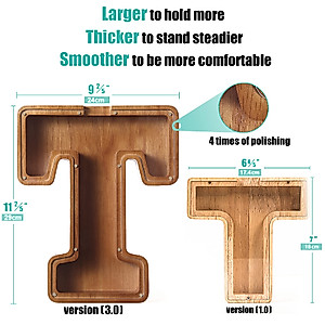 SummiDate Extra Large Wooden Piggy Bank| Piggy Bank for Boys Girls Toddler| Alphabet G Money Bank| Coin Bank Birthday Gift for Kids|Children's Day Gift(12"- Initial-G)