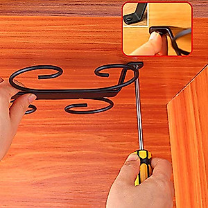 GeLive Under Cabinet Wine Glass Holder Stemware Rack Glass Storage Hanger With 4 Hooks Organizer for Kitchen and Bar (Black)