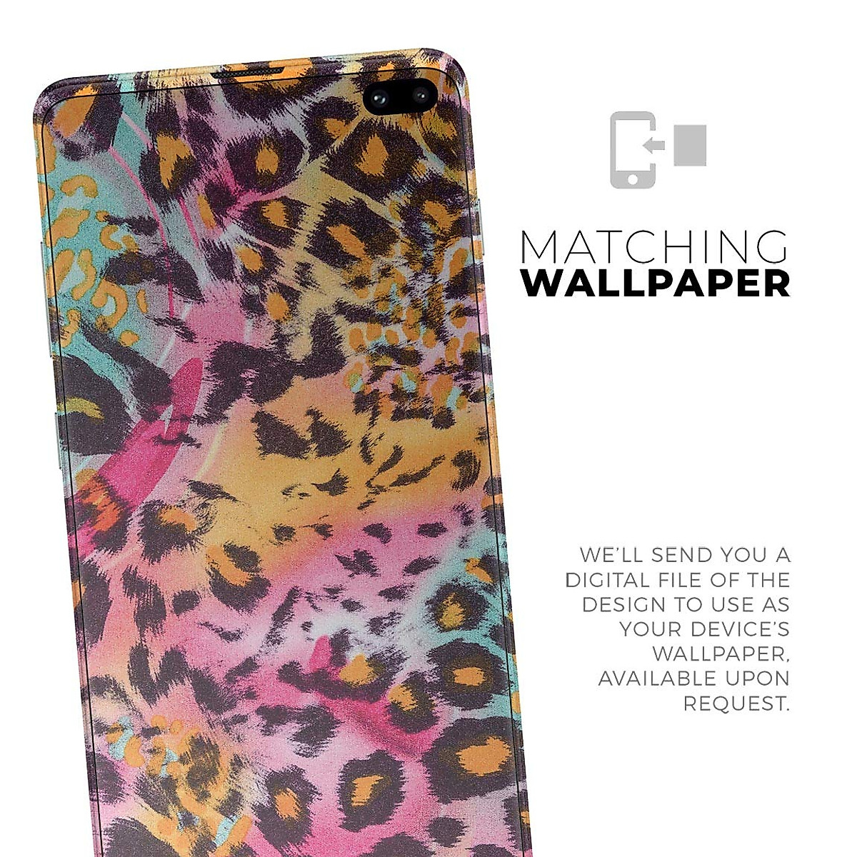 DesignSkinz Rainbow Leopard Sherbert Protective Vinyl Decal Wrap Skin Cover Compatible with The Samsung Galaxy S20 (Screen Trim & Back Glass Skin)