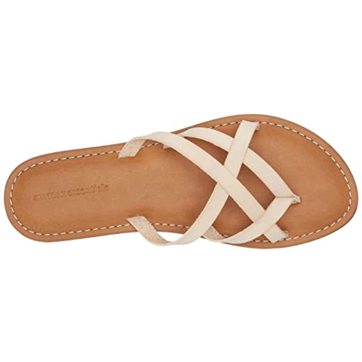 Amazon Essentials Women's Strappy Slide Flat Sandal, Light Beige, 8