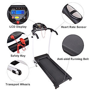 AW Folding Electric Treadmill Portable Running Walking Treadmill with LCD Display Easy Assembly for Home Exercise White
