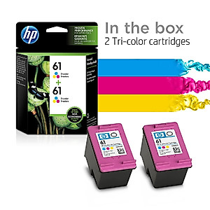 HP 61 | 2 Ink Cartridges | Tri-color | Works with HP DeskJet 1000 1500 2050 2500 3000 3500 Series, HP ENVY 4500 5500 Series, HP OfficeJet 2600 4600 Series | CH562WN