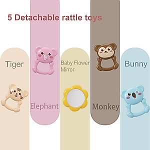 dearlomum Baby Play Mat Baby Gym, Piano Tummy Time Baby Activity Gym Mat with 5 Infant Learning Sensory Baby Toys, Music and Lights Boy & Girl Gifts for Newborn Baby 0 to 3 6 9 12 Months(Pink)