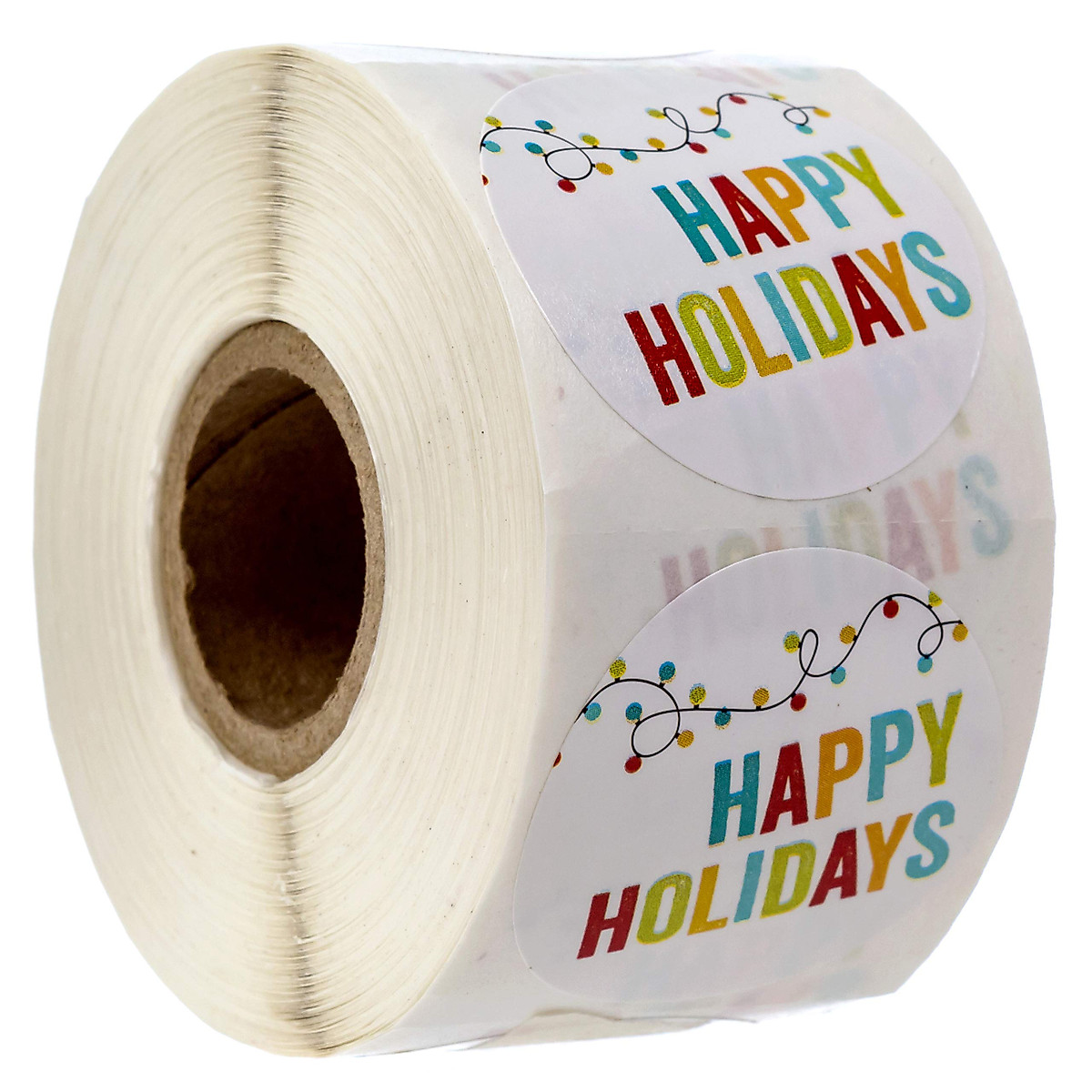 String of Lights Happy Hoildays Stickers / 500 Festive Christmas Lights Labels / 1.5" Small Business Holiday Label/Winter Envelope Seals/Made in The USA