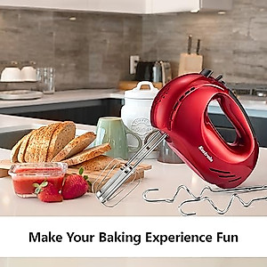 Hand Mixer Electric,Kestreln 5-Speed Electric Mixers, 350W Turbo Powerful Mixers with 4 Stainless Steel Accessories for Kitchen baking Cake, Easy Mixing for Mashed Potatoes