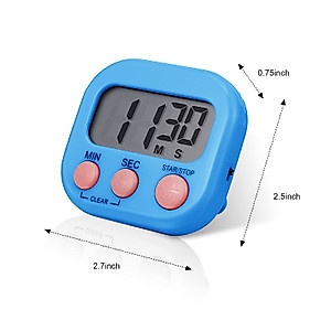 6 Pieces Digital Kitchen Timer Magnetic Countdown Timer Kitchen Loud Alarm Stopwatch Large Digits Timer Clock for Cooking Baking Boiling Egg Sports Games Office Classroom Kids Teacher Study Exercise