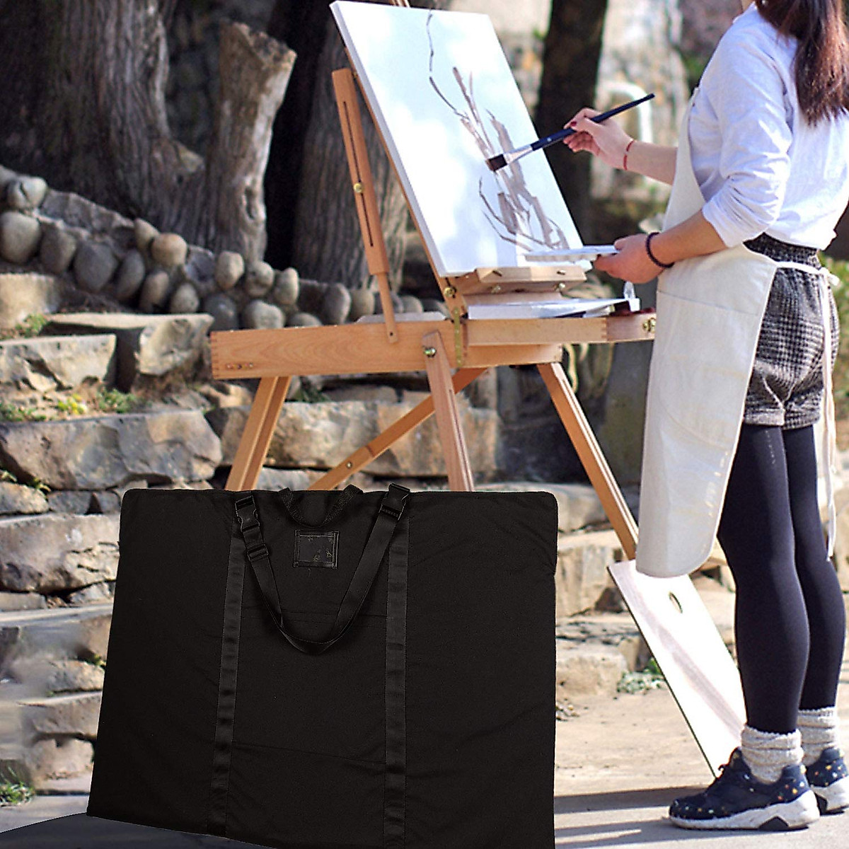 Large Size Art Portfolio Bag with Nylon Shoulder, 24 x 36 inches Light Weight Poster Storage Bag Board Holder with Handle and Zipper for Poster, Sketching and Drawing