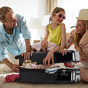 VLIVE HardShell Luggage Set with Spinner Wheel, 3 Pieces Suitcase Set with TSA Lock, Expandable Travel Suitcase Set (Black)