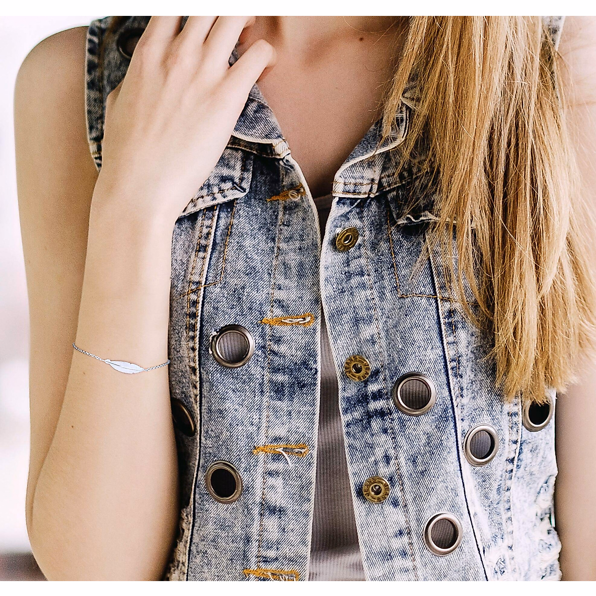 AmorAime Silver Bracelet for Women Lucky Simple Feather Bracelet Love 925 Sterling Silver Adjustable Jewelry for Women for Festival, Vacation or Holiday