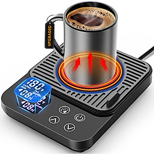 HOSCARER Mug Warmer Gifts for Men - 36W Faster Heating Coffee Cup Warmer for Desk Tea Lovers Gift Ideas Coffee Accessories Candle Warmers Plate w/Auto On/Off Mugs Heater Electric Smart Gadgets(Black)