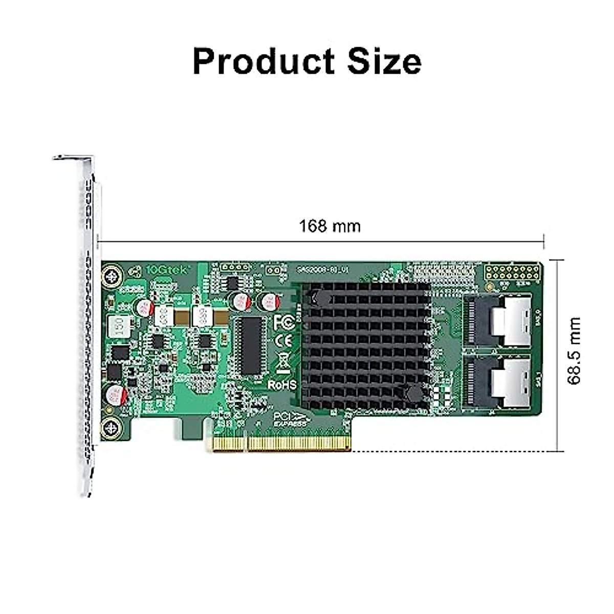 Internal PCI Express SAS/SATA HBA RAID Controller Card, SAS2008 Chip, X8, 6Gb/s, Same as SAS 9211-8I