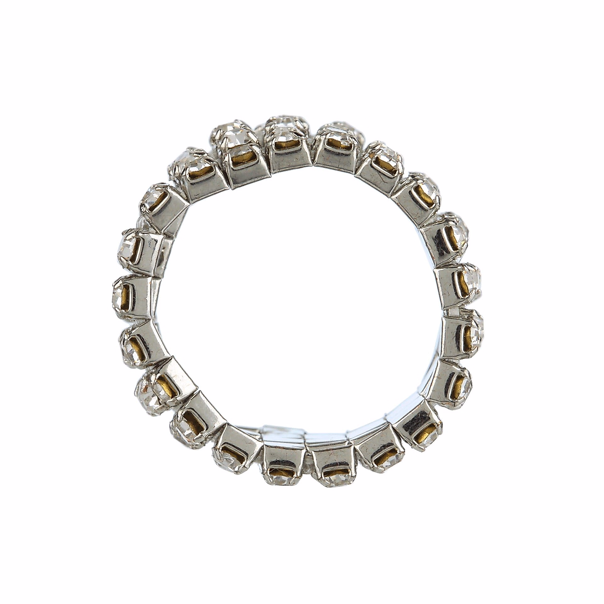 GUESS "Basic" Gold Look of 4 Band Chevron with Stones Ring, Size 7