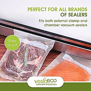 VestaEco Compostable Vacuum Seal Bags | Extend Freshness | Embossed | Certified Compostable | Reduce Waste | 11 x 16 Inches | 50 Vacuum Bags per Box