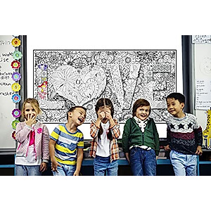 SJPRINTER Inspirational Wall Art, Motivational Giant Coloring Poster Mandala for Kids Adults - Great for Girls, Boys, Arts Crafts, Care Facilities, Schools, Family Time Groups (24" x 48", Love)