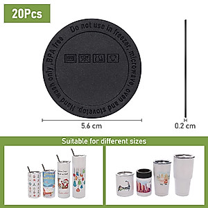 20Pcs Rubber Bottoms for Sublimation Tumblers,Protective Anti-Slip Silicone Bottoms with Adhesive for Skinny Tumblers, Thermal Bottle,Mason Jars (56mm , Black)