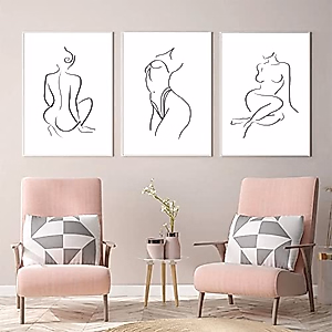Minimalist Line Wall Art Woman Body Outline Wall Art Prints Women Figure Drawing Painting Body Line Art Wall Decor Female Wall Art Abstract Woman Silhouette Canvas Art Aesthetic 16x24x3 Inch Unframed