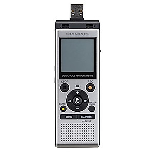 Olympus WS-852 silver voice recorder with true stereo mic, 4GB, 110 hours battery life, microSD external memory, USB, with MP3 file format.