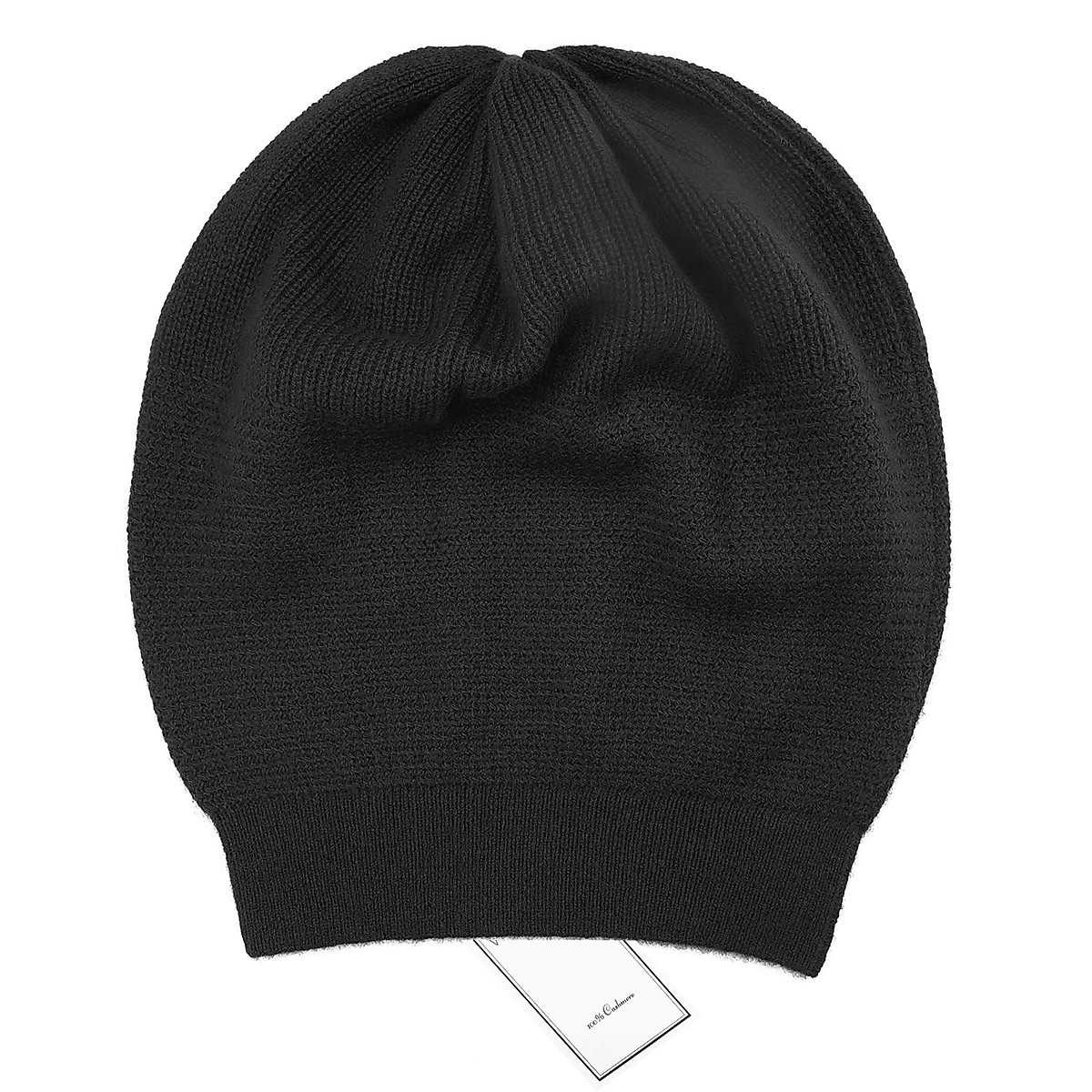 WaySoft Pure 100% Cashmere Beanie for Women in a Gift Box, Oversized Women Beanie Hat, Bring Warm and Luxury to Your Loved Ones, Perfect (Black)