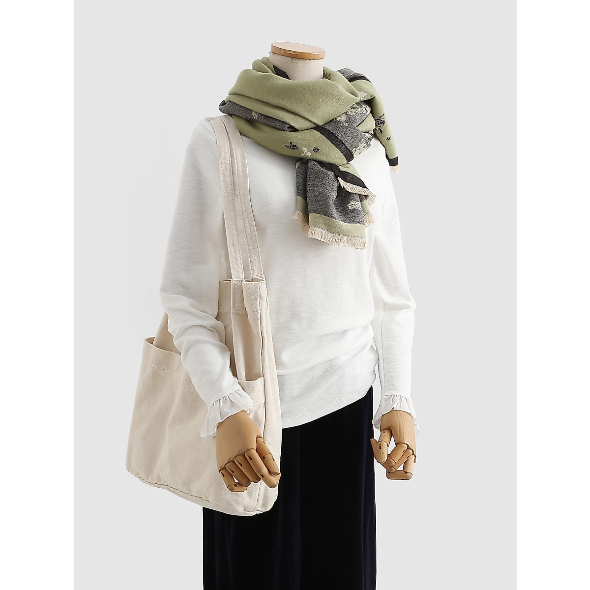 Jeelow Canvas Bucket Tote Shoulder Bag Handbag Purse Women (Beige)