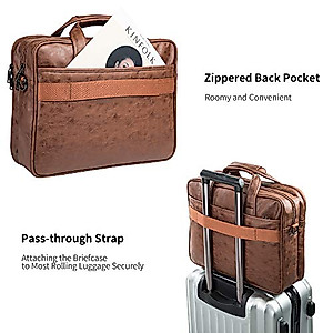 seyfocnia Mens Laptop Bag,15.6 Inch Leather Messenger Bag Water Resistant Business Travel Briefcase, Work Computer Bag Satchel Bag Husband Gifts(Brown