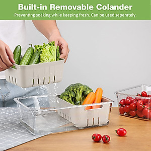 Puricon (2 Pack Fresh Food Containers for Fridge Bundle with 1 Pack Refrigerator Organizer Bins Can Dispenser Storage Holder