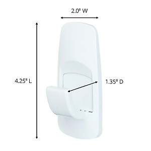 Command Jumbo Utility Hooks, Damage Free Hanging Wall Hooks with Adhesive Strips, No Tools Wall Hooks for Hanging Decorations in Living Spaces, 2 White Hooks and 4 Command Strips