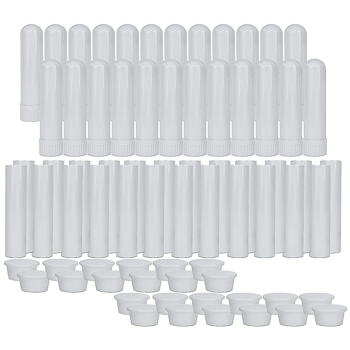 50 Pcs, White Essential Oil Aromatherapy Blank Nasal Inhaler Tubes(Including 50 unscented Wicks +3 Polyethylene Pipette Droppers)