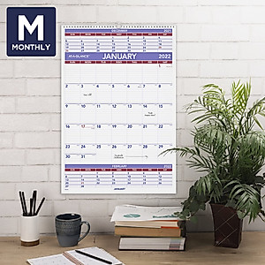 2022 Wall Calendar by AT-A-GLANCE, 15-1/2" x 22-3/4", Large, 3-Month, Wirebound (PM628)