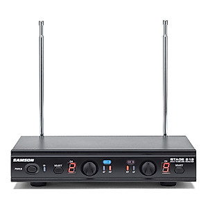 Samson Stage 212 Dual Vocal VHF Frequency Agile Wireless System (2) Q6 Dynamic Mics