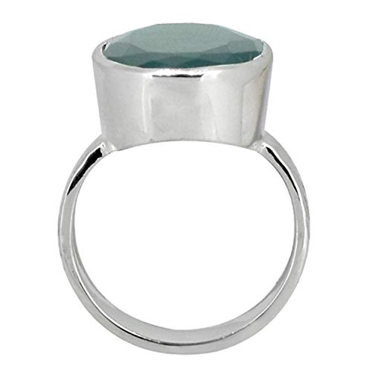 YoTreasure 13x18 MM Green Onyx Solitaire 925 Sterling Silver Hammered Ring