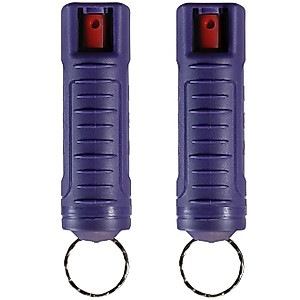 Police Magnum Keychain Pepper Spray Self Defense Belt Clips- Law Enforcement Strength OC- Safety Key Chains for Women & Men- Made in The USA-2 Pack Purple INJ