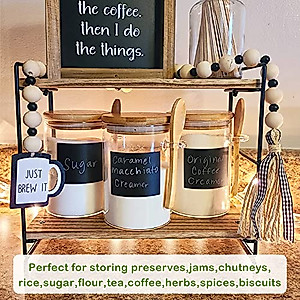 Set of 4 Airtight Glass Jars with Bamboo Lids and Spoons - 20oz Decorative and Durable Borosilicate Glass Canisters Perfect for Storing Coffee Beans,Tea,Flour,Sugar,Nuts,Candy,Bath Salts and More