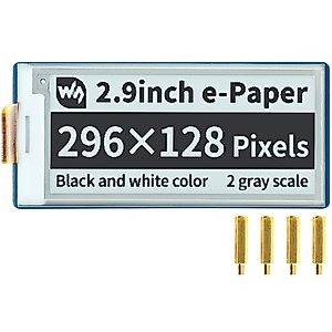 Waveshare 2.9inch E-Paper Display Module for Raspberry Pi Pico, Black White Two-Color 296×128 Pixel E-Paper Screen LCD SPI Interface Support Partial Refresh Wide Viewing Angle, Paper-Like Effect