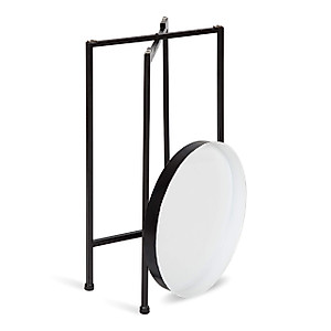 Kate and Laurel Celia Round Foldable Tray Accent Table, 14" x 14" x 25.75", White and Black, Modern Minimalist Design and Detachable Magnetic Tabletop