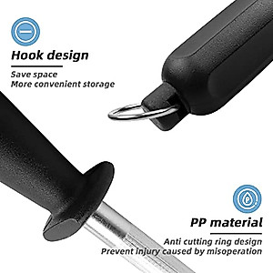 SIHUUU Carbon Steel Black Knife Sharpening Steel with Hanging Holes,10 Inch