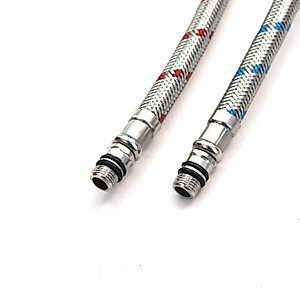 BWE 24-Inch Long Faucet Connector Braided Stainless Steel Supply Hose 3/8-Inch Female Compression Thread x M10 Male Connector, x 2 Pcs (1 Pair)