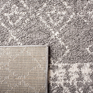 SAFAVIEH Tulum Collection 6'7" Square Grey/Ivory TUL229F Moroccan Boho Distressed Non-Shedding Living Room Bedroom Dining Home Office Area Rug