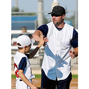 Loopeer 2 Pcs Adjustable Breathable Rhinestone Baseball Cap for Women Men Sequins Casual Sports Cap Rhinestone Hat(Black, White)