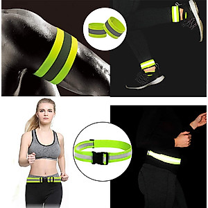 Reflective Vest, Reflective Glow Belt with 2Pack Reflector Armbands, Adjustable Elastic Safety Vest Outdoor Reflective Belt High Visibility, Ultralight & Comfy for Running, Jogging, Walking, Cycling,