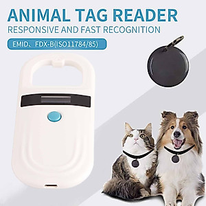 SYH&AQYE Rechargeable Animal Chip ID Scanner, Pet Microchip Scanner Display Support FDX B ISO11784 / 11785 EMID Handheld Reader for Animal Pet Dog Cat