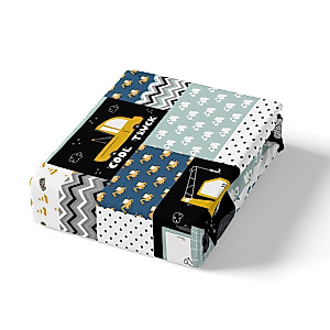 Cartoon Car Sheets with Deep Pocket Fitted Sheet Full Size for Boys Girls, Construction Car Bed Sheets Set Geometric Buffalo Construction Vehicles Sheet Set Excavator Construction Bedding Set