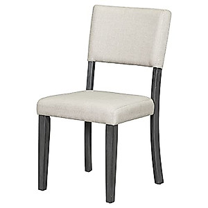 WOZNLA Comfortable Room 5-Piece Round Kitchen Table Set-Curved Trestle Legs, Includes 4 Upholstered Chairs-Effortless Style for Your Dining Space, OneSize, Gray