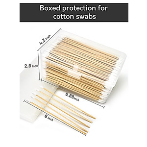 500PCS Precision Gun Cleaning Swabs, 6 Inch Pointed Cotton Swabs with Storage Case - Lint Free Sturdy Cotton Swabs with Bamboo Handle - Long Cotton Swab for Gun Cleaning, Makeup, Electronic