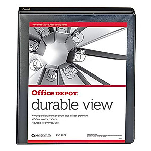 OfficeMax Durable View Binders with Round Ring 1", Black