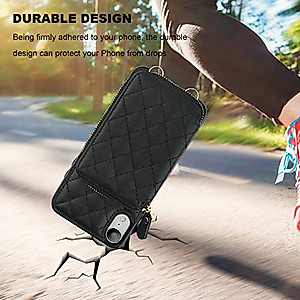 Bocasal Crossbody Wallet Case for iPhone Xr, RFID Blocking PU Leather Zipper Handbag Purse Flip Cover, Kickstand Folio Case with Card Slots Holder Wrist Strap Lanyard 6.1 Inch (Black)