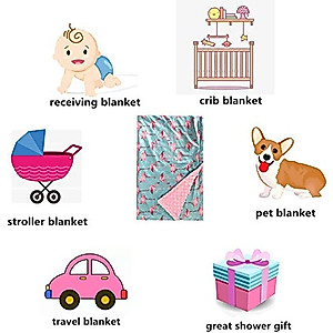 Baby Blanket Super Soft Minky Blanket with Double Layer Dotted Backing Pink Flamingo Security Blanket for Newborns Nursery Stroller Receiving Toddlers Crib Bedding for Boy or Girl(30 x 40 Inch)