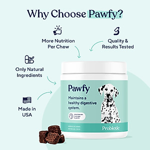 Pawfy Probiotics for Dogs | Dog Diarrhea Medication | Small and Large Dog Probiotics for Digestive Health | Improves Gut Health | Anti Yeast Supplements | Allergy and Itch Relief - 30 Tasty Chews